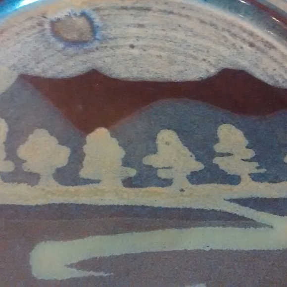Accents | Redwarestonewareceramic Scenic Glazed Plate | Poshmark